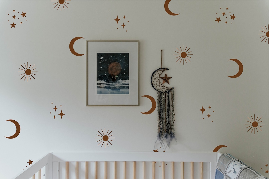 Sun, Moon and Stars Wall Decals / Celestial Decor / Nursery Decor ...