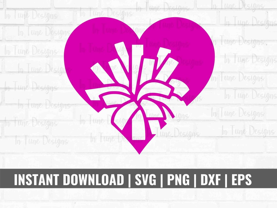 Pom Pom Heart svg Cheerleader svg Cheer love svg Pom Pom - Etsy España