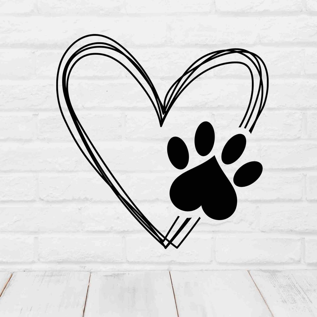 Heart Paw Print SVG Pet Lover Cut File for Cricut Shirts Decals ...