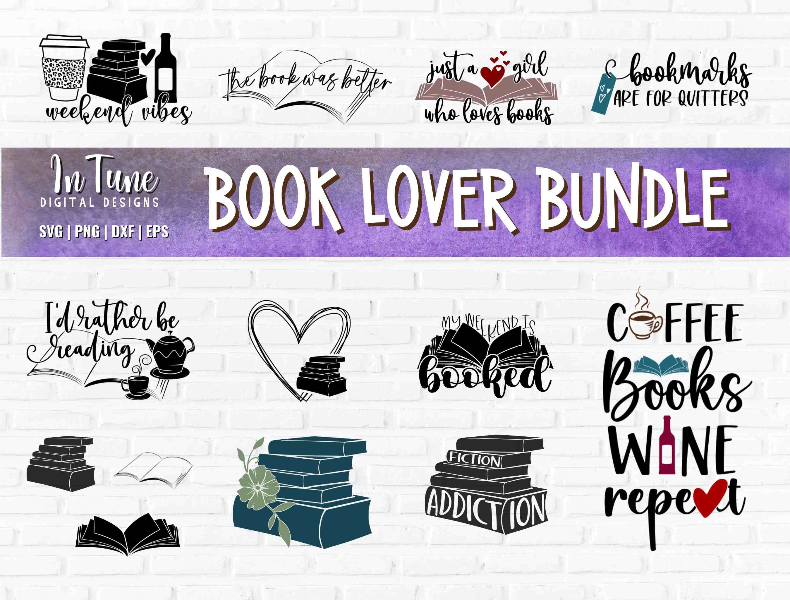 Reading Svg Bundle Book Lover Svg Books Svg Book Worm Svg - Etsy
