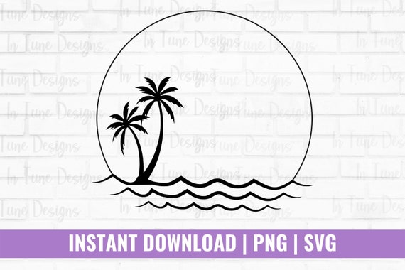 Beach Monogram Svg Beach Svg Beach Scene Svg Beach and Palm - Etsy