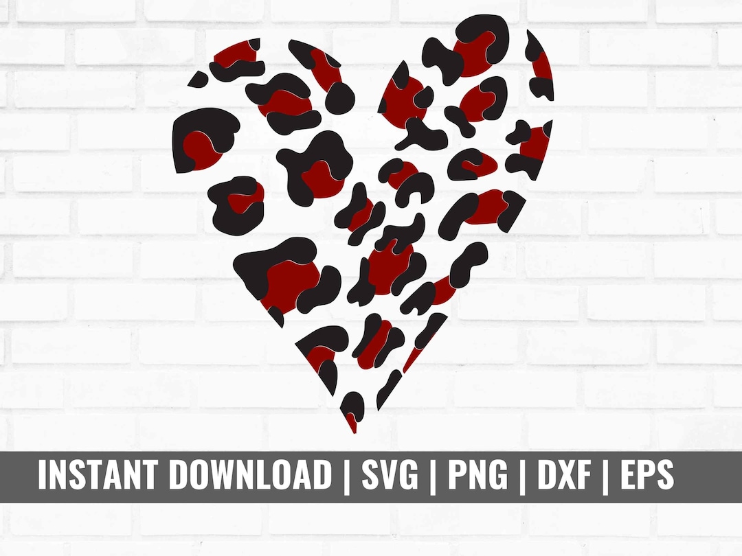 Cheetah Heart Svg for Cricut, Leopard Heart for Valentines Day ...