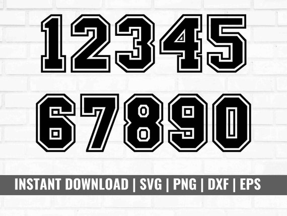 Sports Jersey Numbers Svg Bundle Varsity Numbers Svg Jersey | Etsy