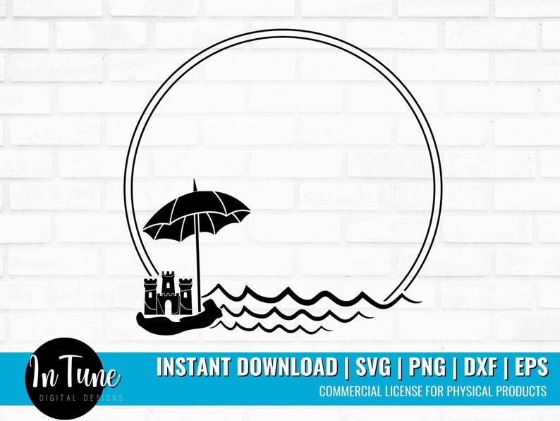 Beach Umbrella Scene Svg, Beach Frame Design, Sandcastle Clipart ...