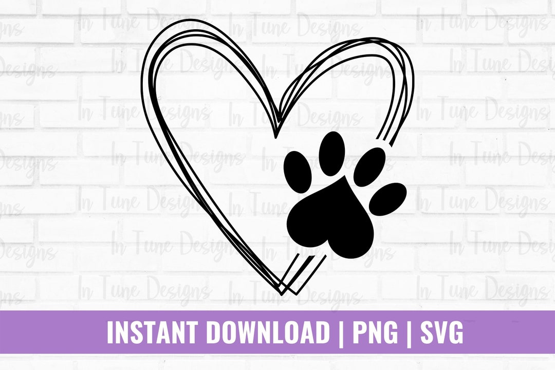 Pata con corazón svg Perro svg Gato svg Animales de amor - Etsy México
