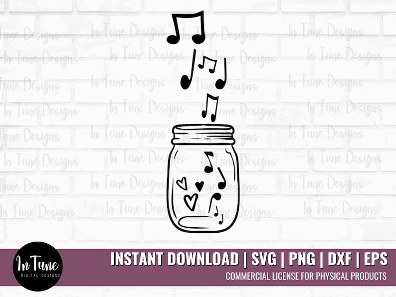 Music SVG Mason Jar SVG Music Notes Clipart Music Symbols - Etsy