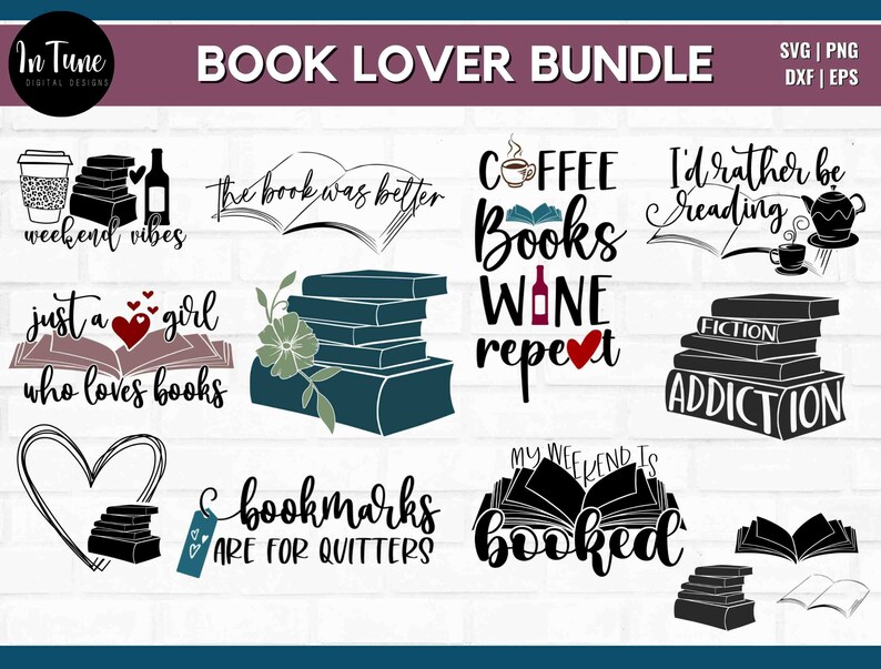 Reading Svg Bundle Book Lover Svg Books Svg Book Worm Svg - Etsy