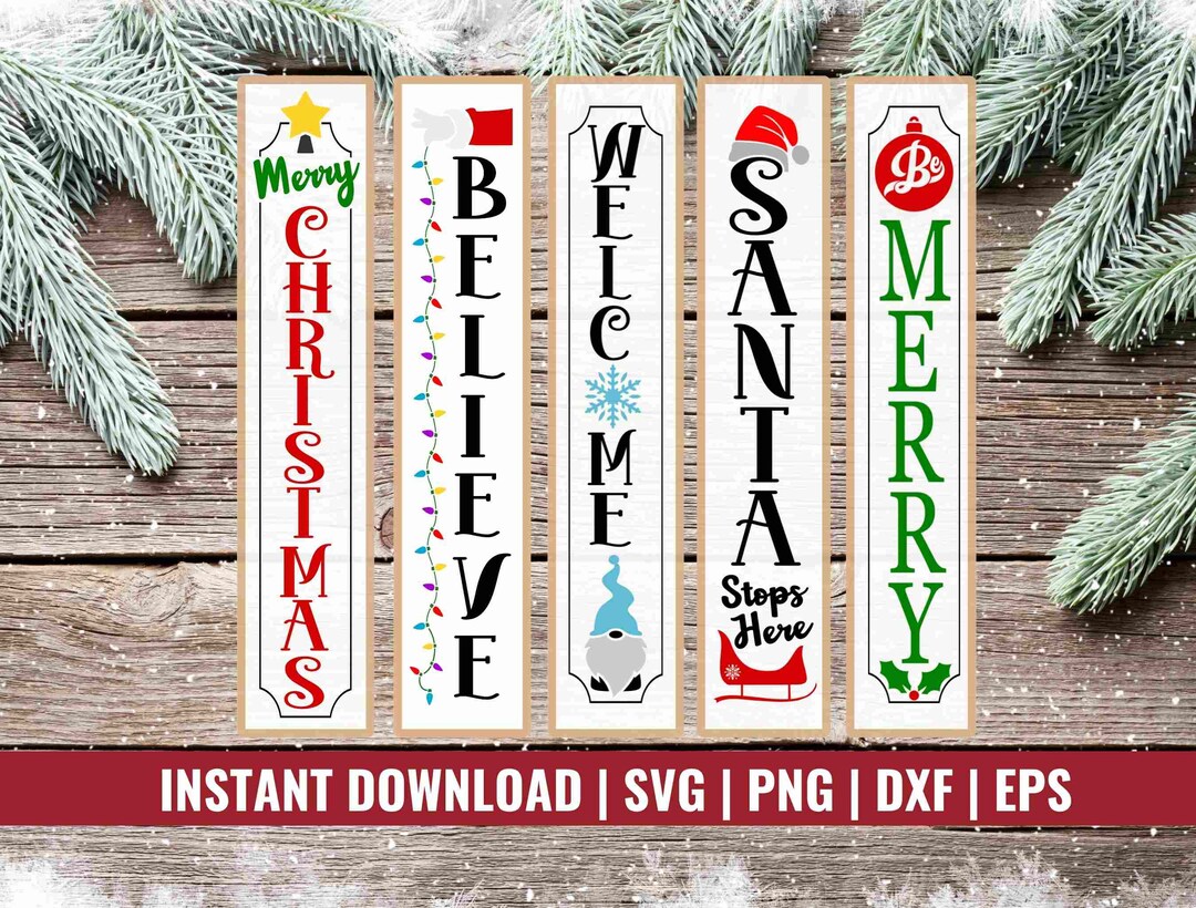 Christmas Sign Svg Bundle, Vertical Sign Designs, Christmas Porch Sign ...