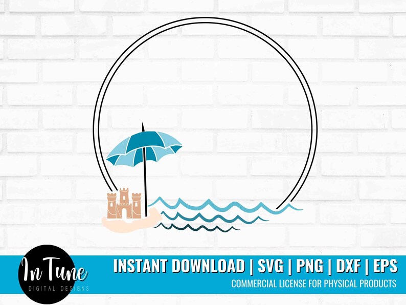 Beach Umbrella Scene Svg, Beach Frame Design, Sandcastle Clipart ...