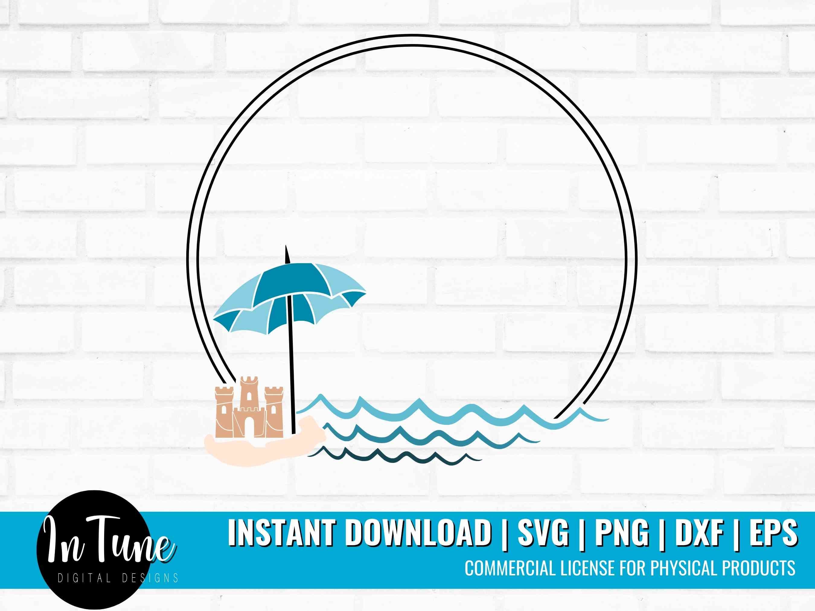 Beach Umbrella Scene Svg, Beach Frame Design, Sandcastle Clipart ...