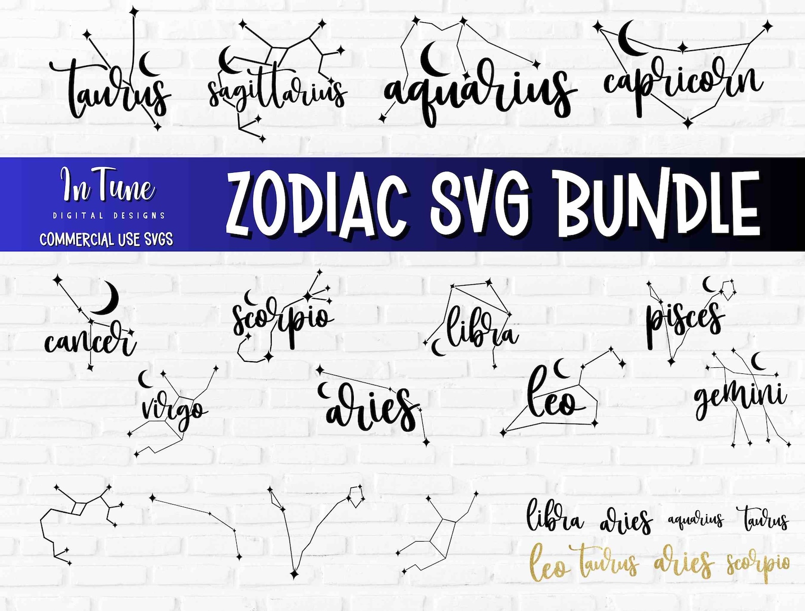Zodiac Svg Bundle, Constellations Svg, Horoscope Svg, Astrology Signs ...