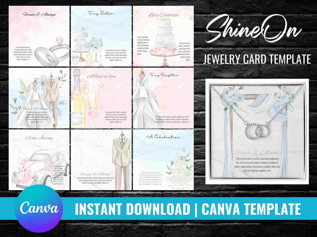 Wedding Jewelry Message Card Template Canva, Engagement Jewelry Card ...