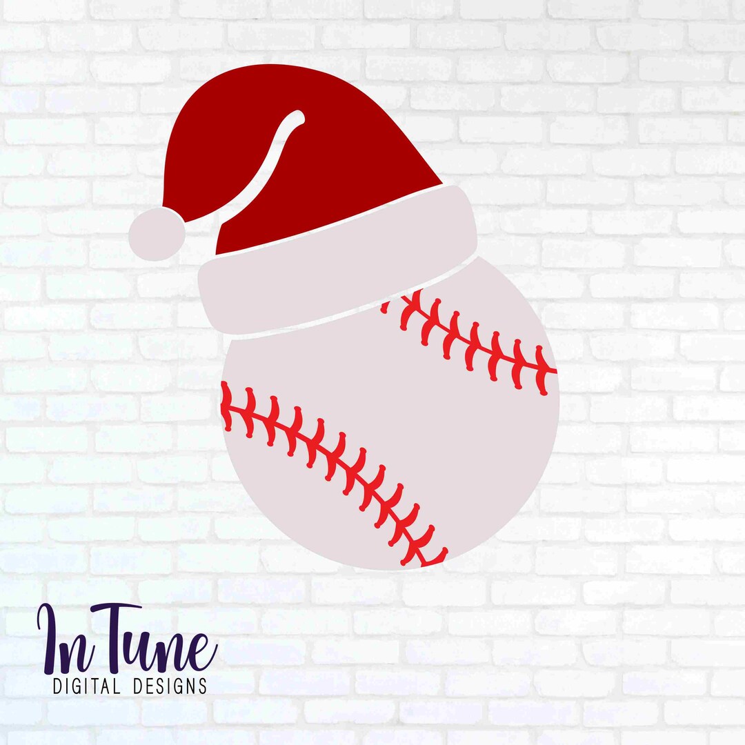Baseball With Santa Hat Svg Cut File for Cricut Holiday Sports Digital ...