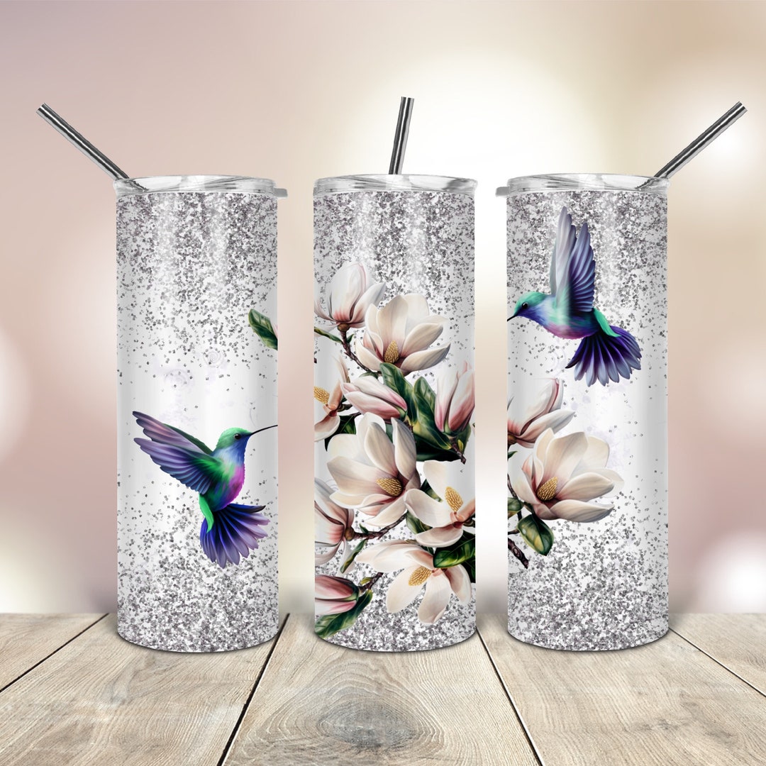 Hummingbird Silver Glitter Png 20 Oz Skinny Tumbler Wrap Tapered ...