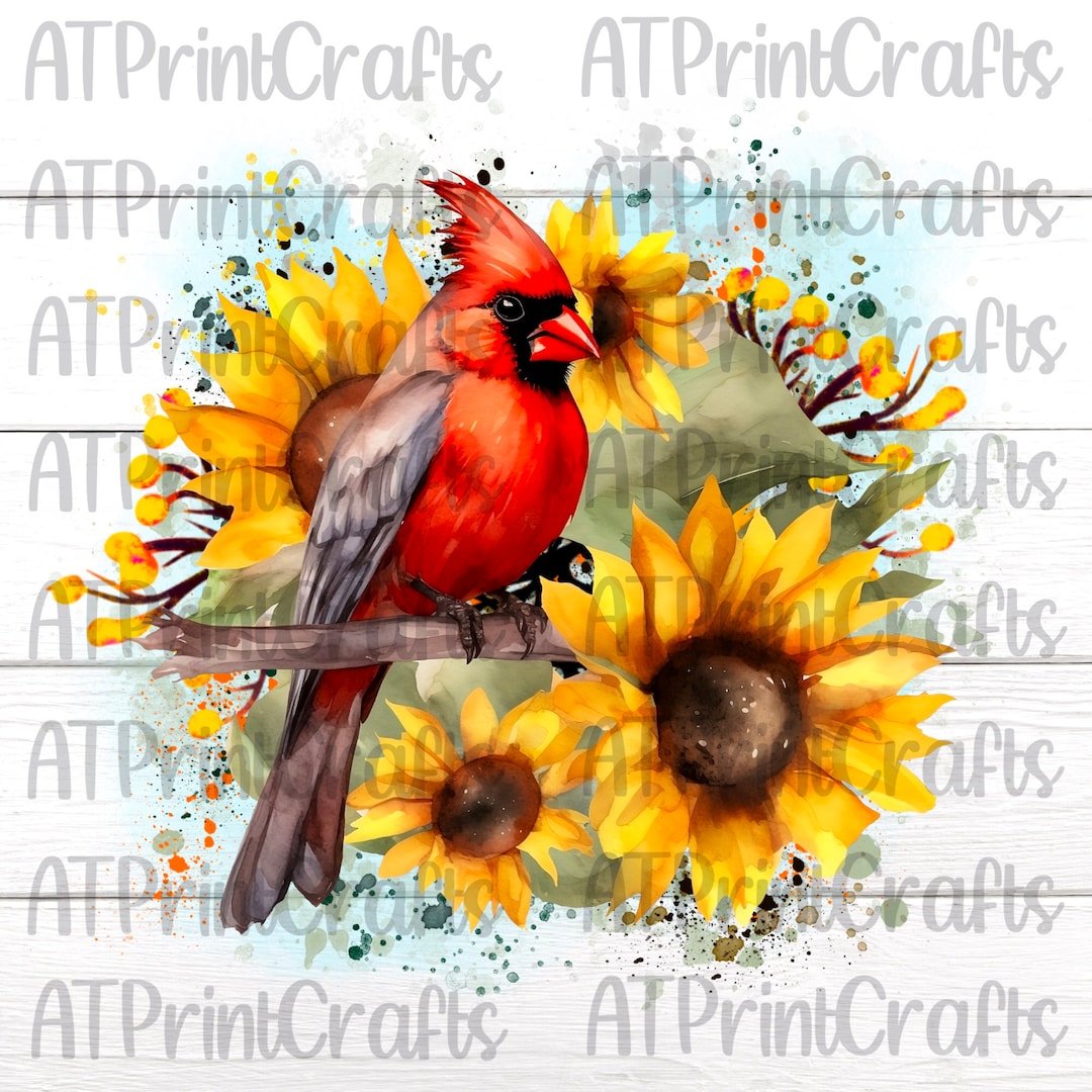 Png Cardinal and Sunflower Sublimation Design Digital Download ...