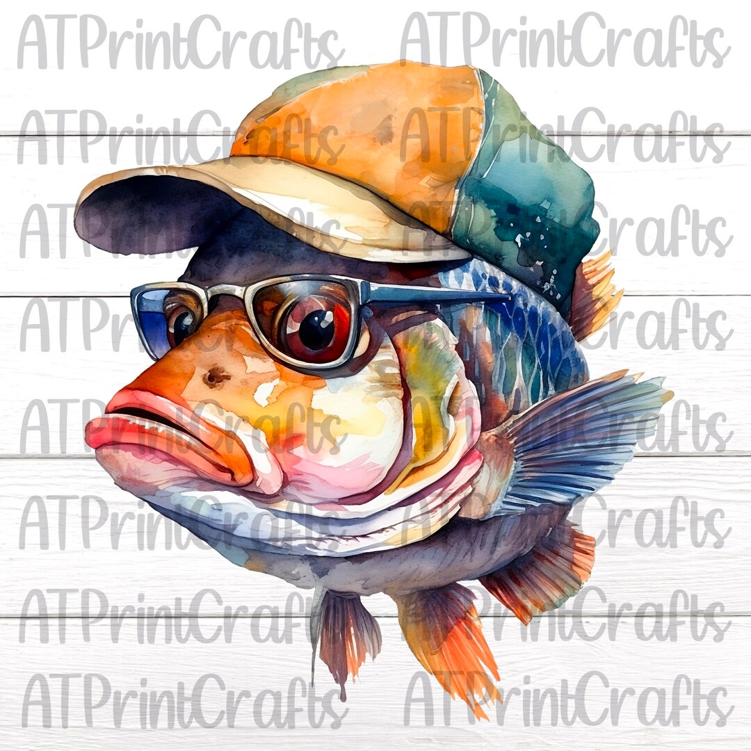 Fish With Glasses T-shirt Design Digital Download Sublimation Graphics ...