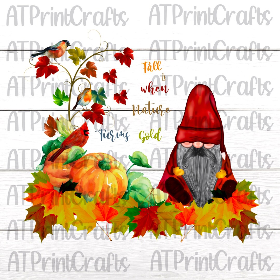 Png Red Gnome Autumn Fall Design Digital Download Sublimation Graphics ...