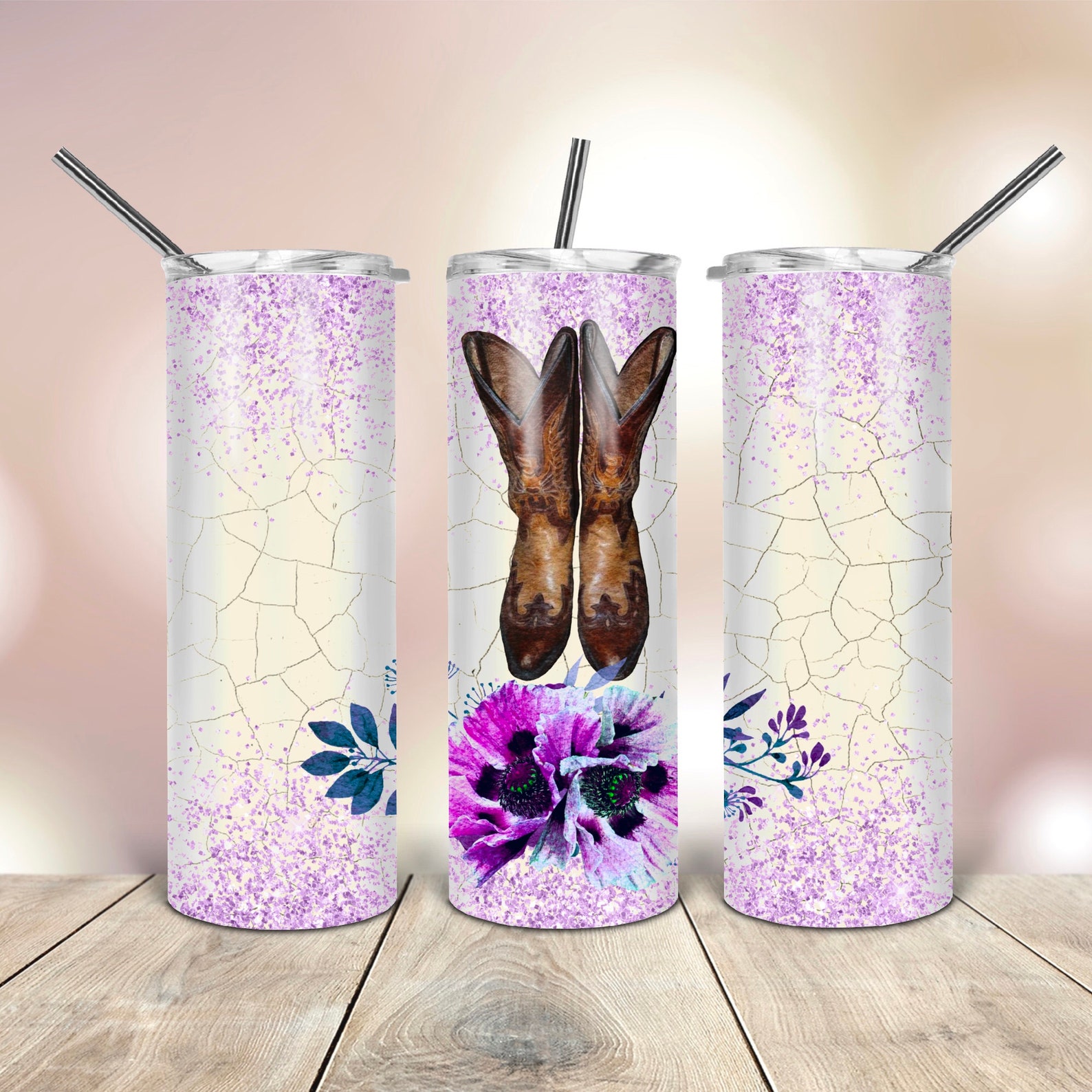 20 Oz Skinny Tumbler Png Floral Boots Wrap Tapered Straight - Etsy