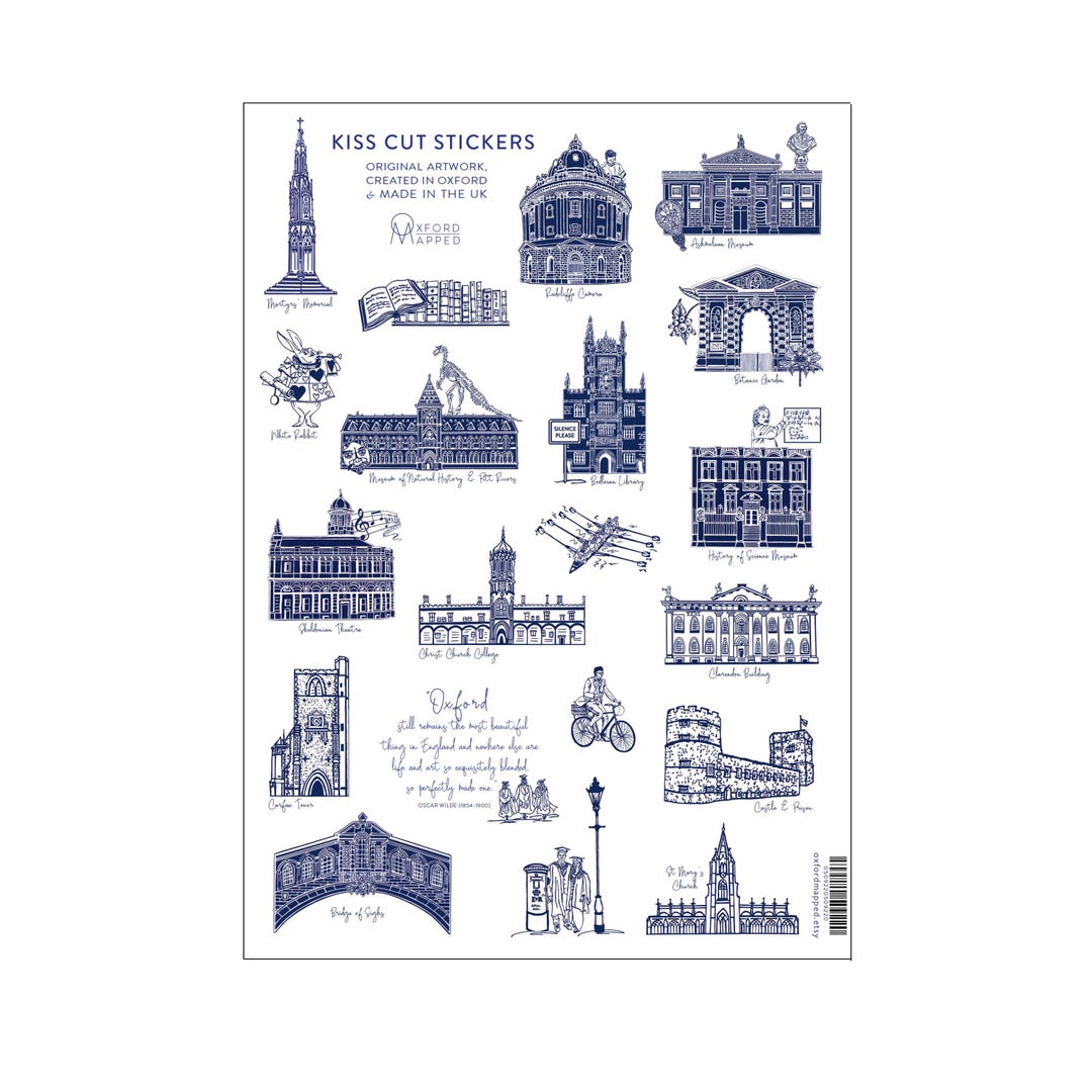 Oxford Mapped Sticker Sheet for Journaling & Scrap-booking. - Etsy