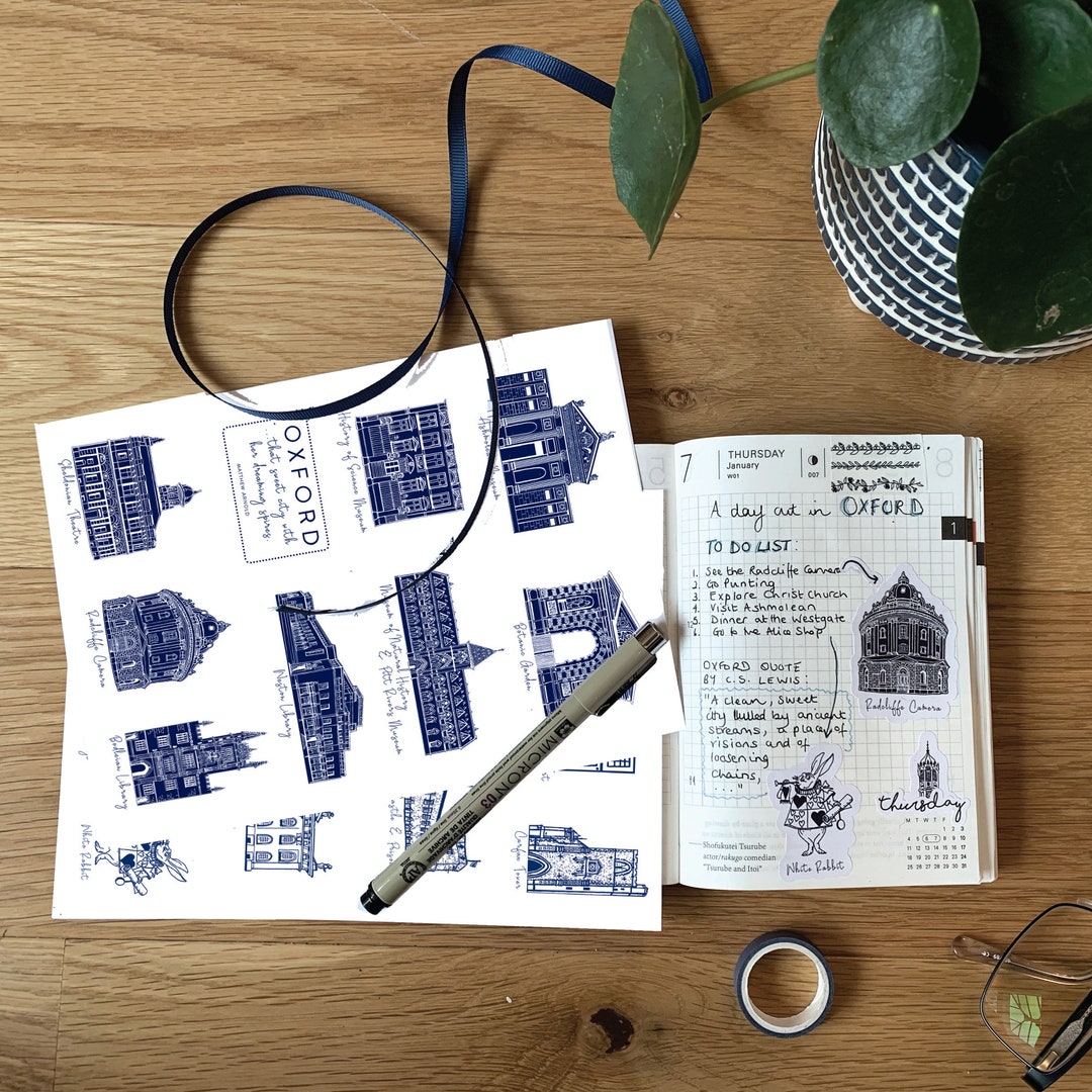 Oxford Mapped Sticker Sheet 2x for Journaling & Scrap-booking. - Etsy