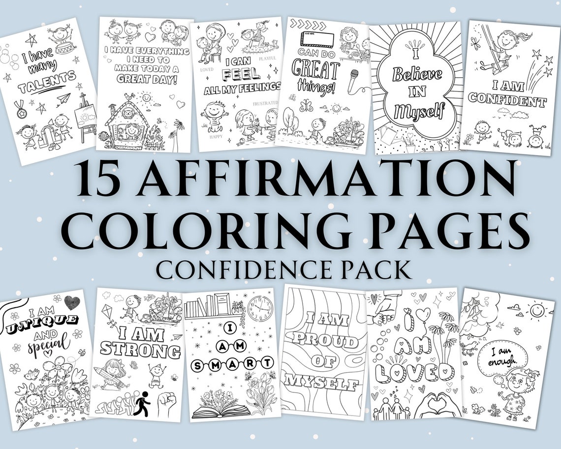 Printable Coloring Pages for Kids, Affirmation Cards, Positivity ...