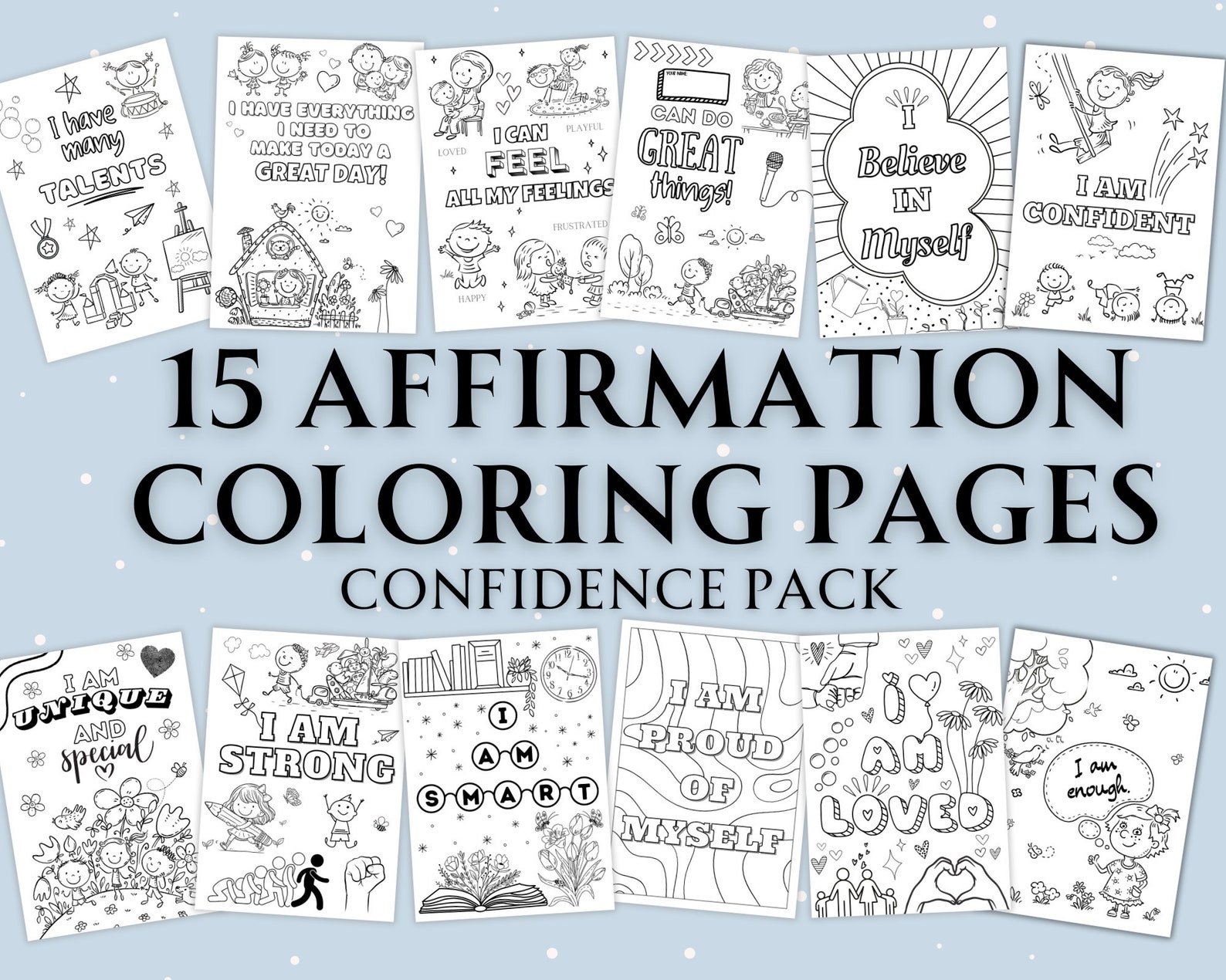 Printable Coloring Pages for Kids, Affirmation Cards, Positivity ...