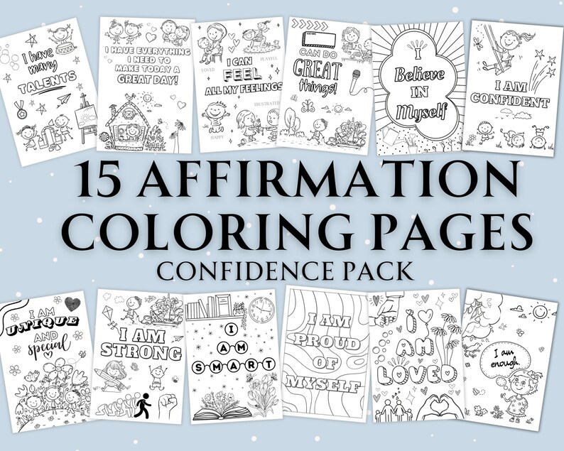 Printable Coloring Pages for Kids, Affirmation Cards, Positivity ...