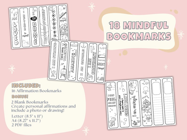 Printable Coloring Bookmarks for Kids, Affirmation Bookmarks ...