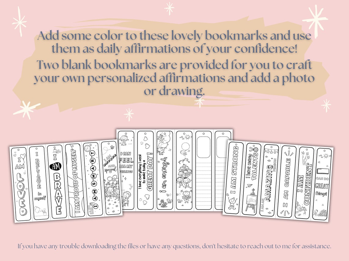 Printable Coloring Bookmarks for Kids, Affirmation Bookmarks ...