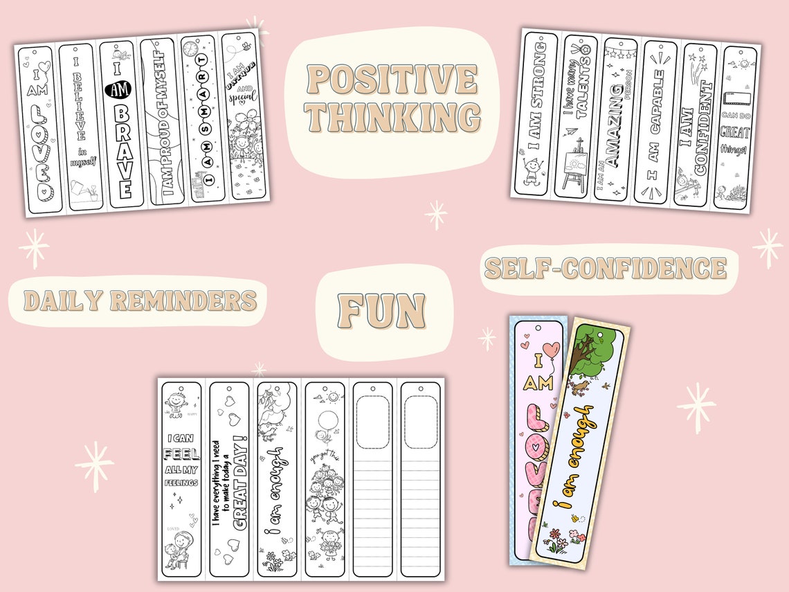 Printable Coloring Bookmarks for Kids, Affirmation Bookmarks ...