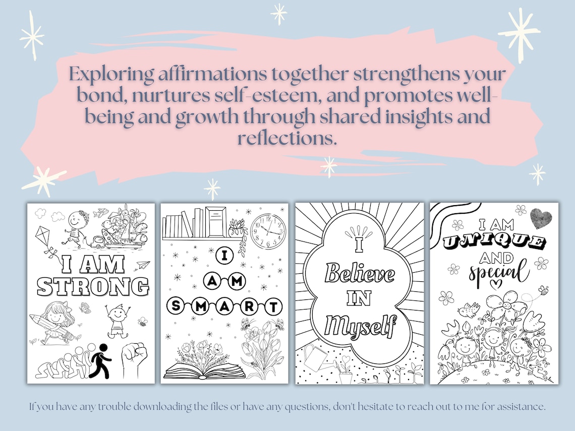 Printable Coloring Pages for Kids, Affirmation Cards, Positivity ...