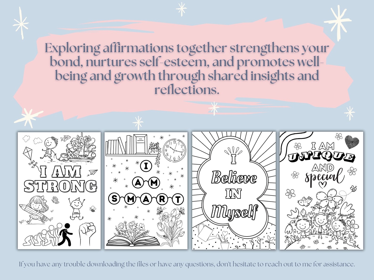 Printable Coloring Pages for Kids, Affirmation Cards, Positivity ...