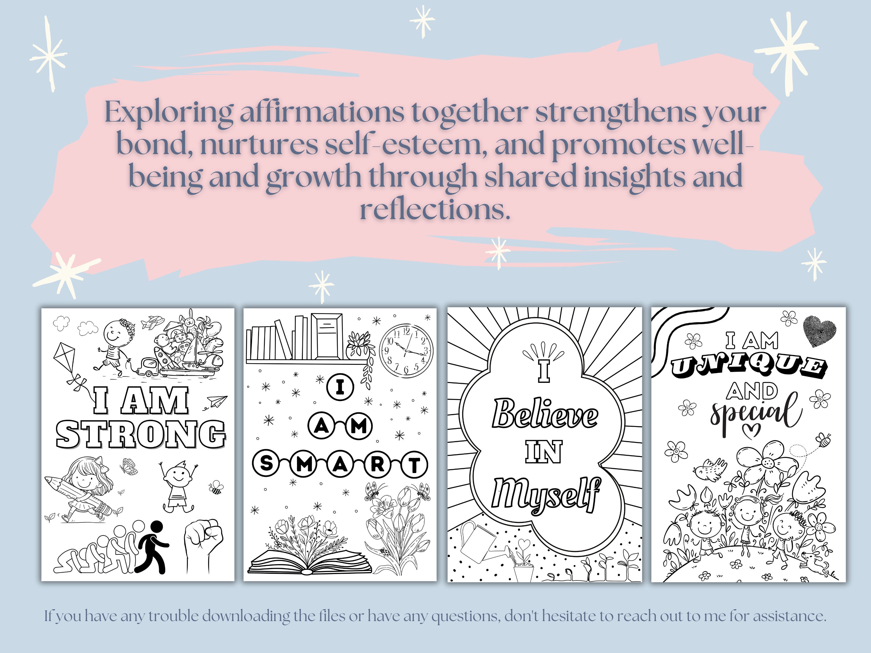 Printable Coloring Pages for Kids, Affirmation Cards, Positivity ...