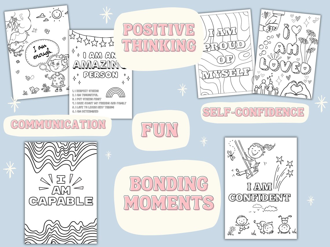 Printable Coloring Pages for Kids, Affirmation Cards, Positivity ...