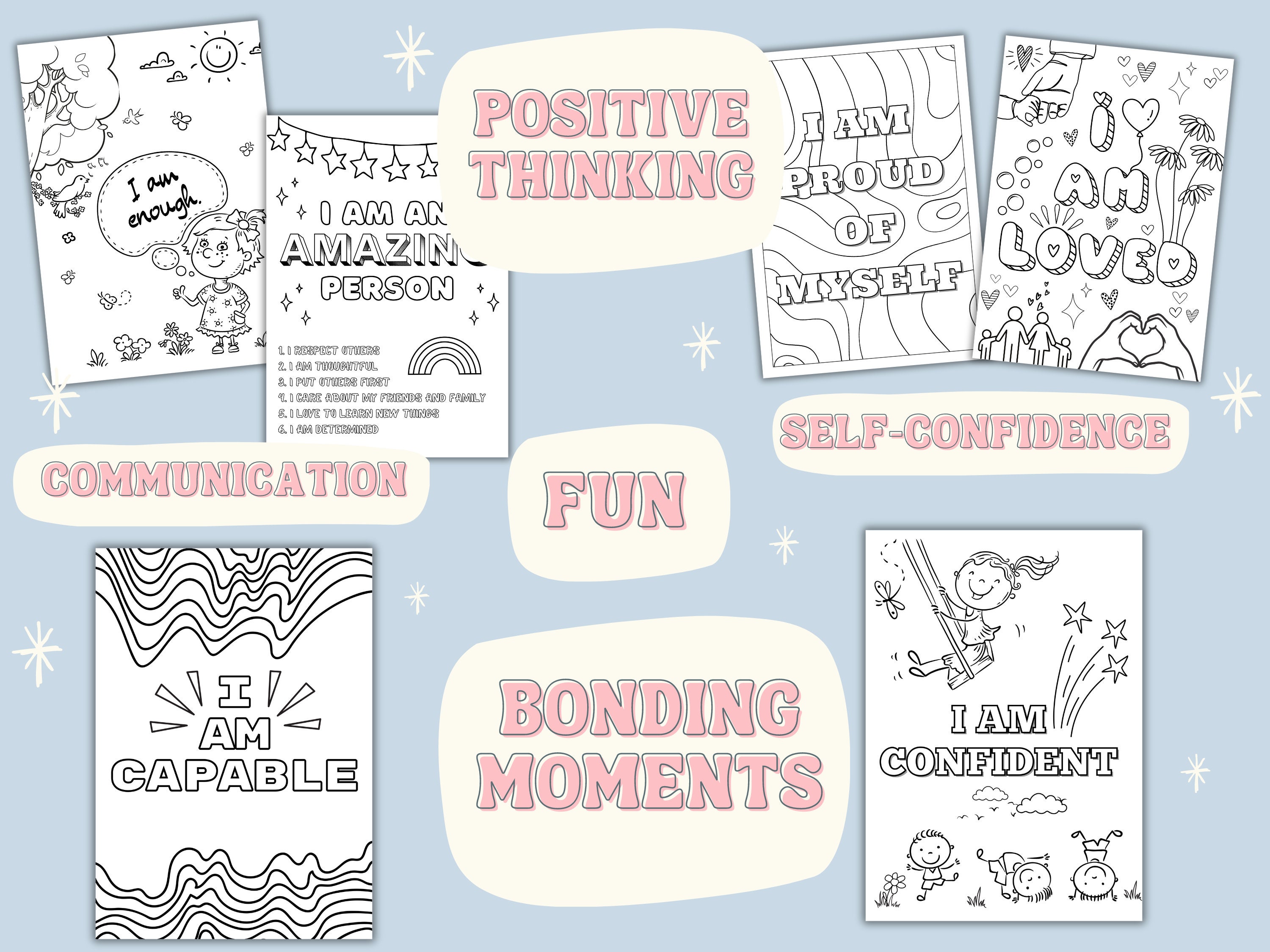 Printable Coloring Pages for Kids, Affirmation Cards, Positivity ...