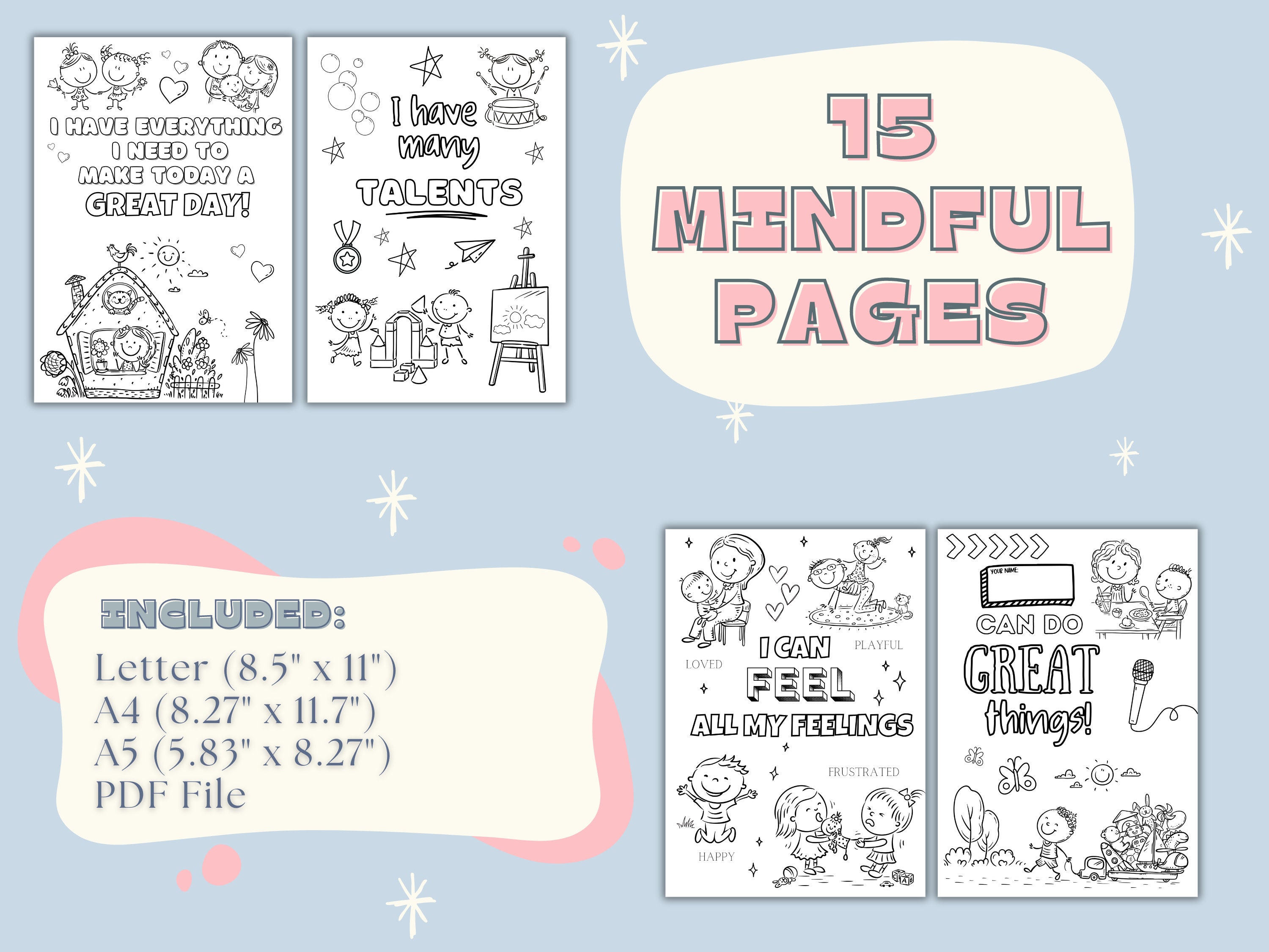 Printable Coloring Pages for Kids, Affirmation Cards, Positivity ...