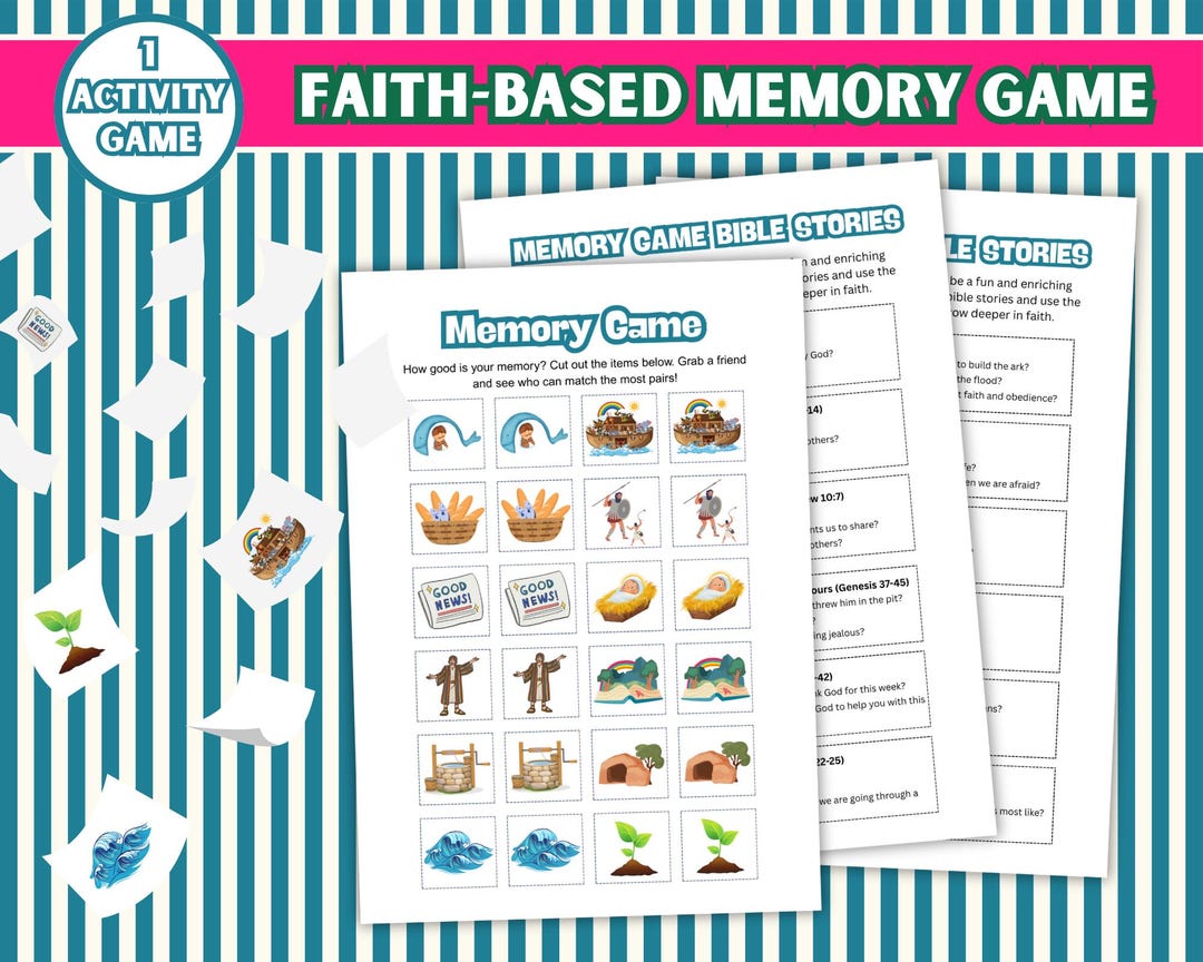 Memory Game Activity Pages, Printable Faith-based Puzzles, Screen-free ...