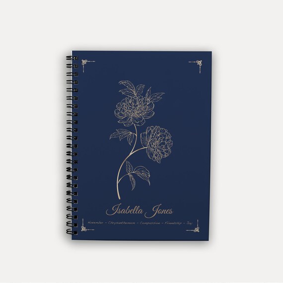 Personalised Birth Flower Notebook Bullet Journal Lined - Etsy