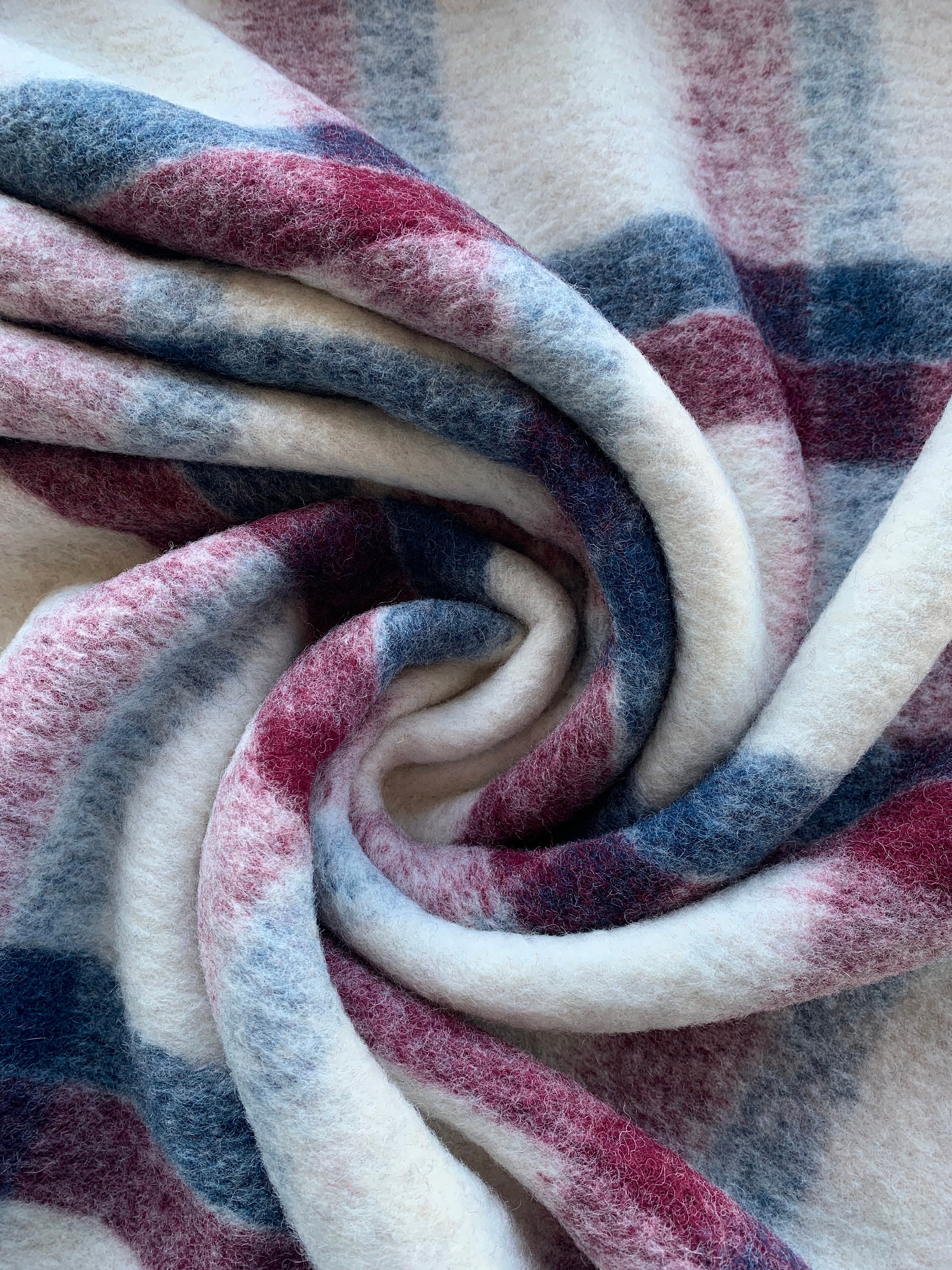 Check Wool Fluff Fabric Soft Candy Very Light Great Handle - Etsy