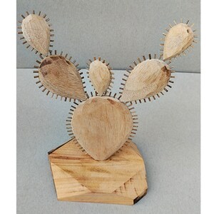 Wooden Cactus Decor, Wooden Sculpture Small, Wooden Art, Wooden ...