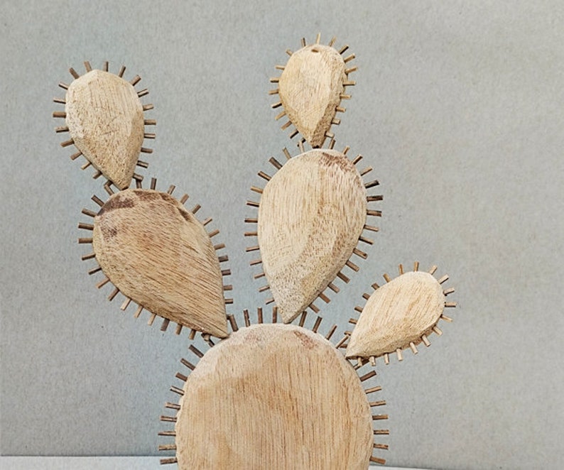 Wooden Cactus Decor, Wooden Sculpture Small, Wooden Art, Wooden ...
