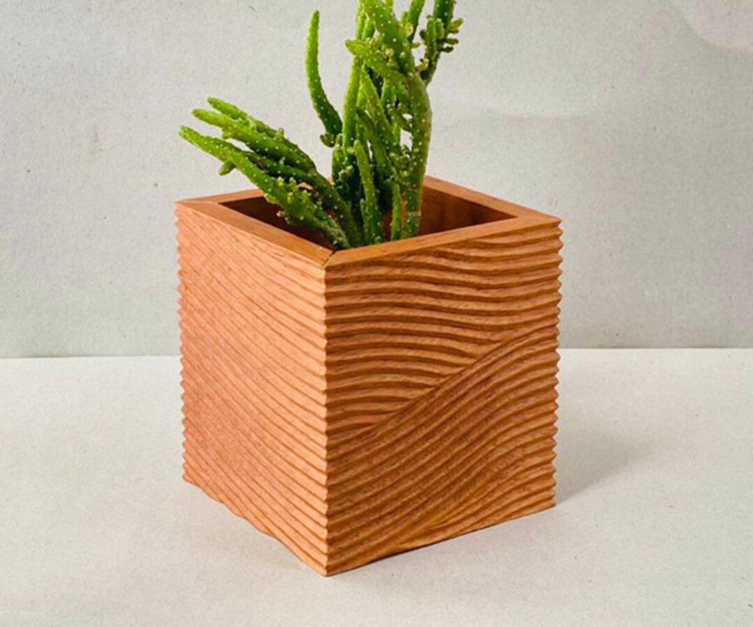 Hand Engraved Wooden Small Planter, Handmade Planter, Indoor Plant Pot ...
