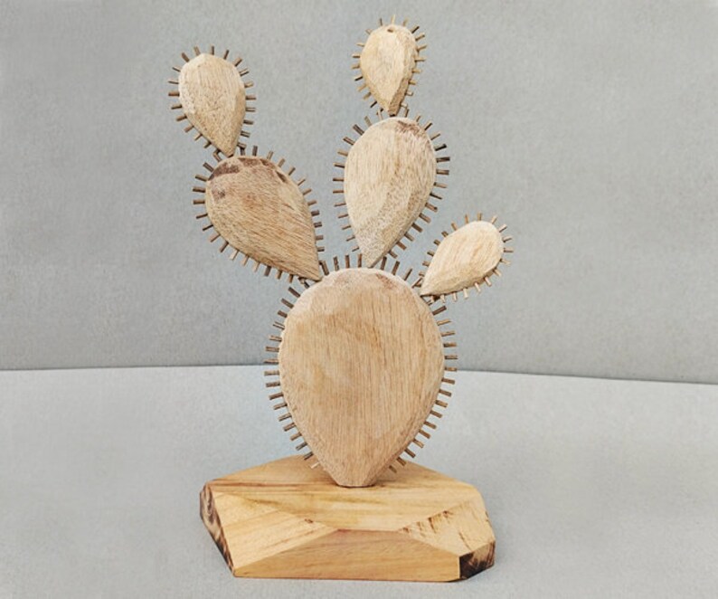 Wooden Cactus Decor, Wooden Sculpture Small, Wooden Art, Wooden ...