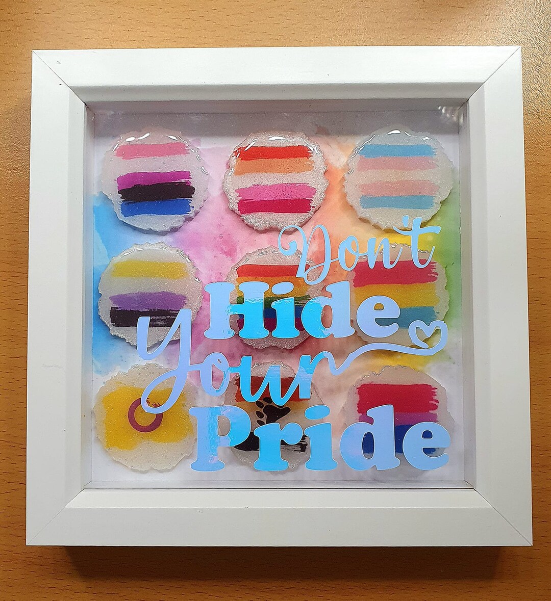 Unique Pride Flag Resin Art | LGBTQ+ Framed Box Frame Decor - Etsy