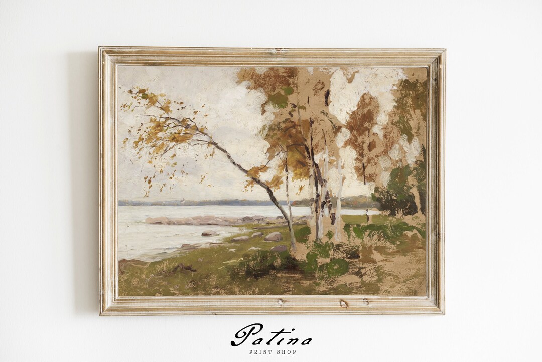 Vintage Tree Painting | Autumn Landscape | Nature Print | Fall ...