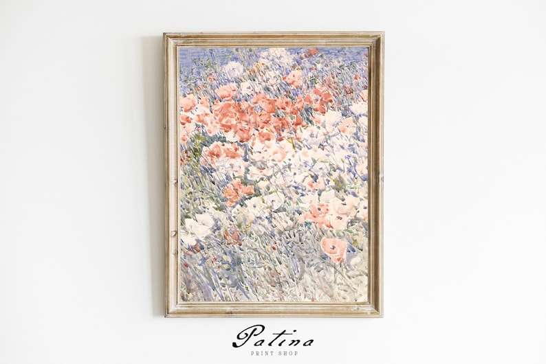 Spring Landscape Print | Spring Flower Art | Vintage Spring Painting ...