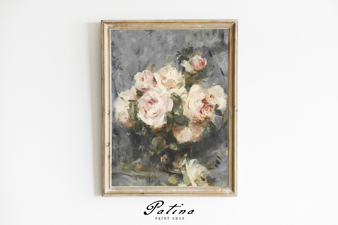 VINTAGE ROSES French Farmhouse Décor Floral Painting - Etsy