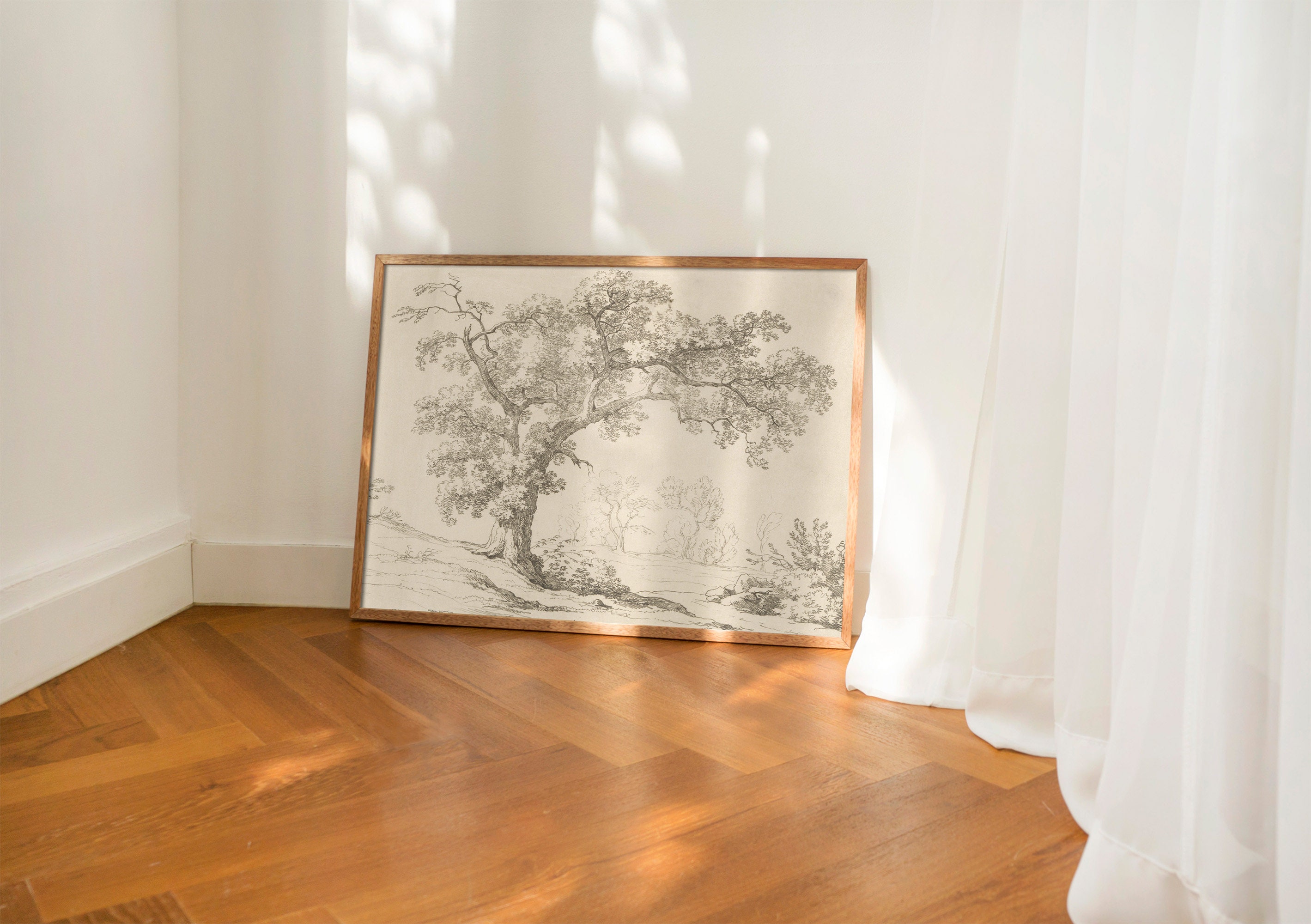 Antique Tree Sketch | Vintage Tree Drawing | Nature Art Print ...