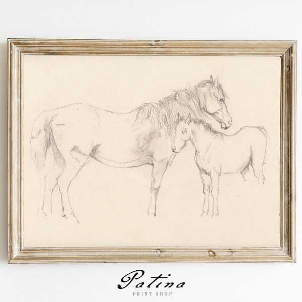 Mom and Baby Horse Print - Etsy