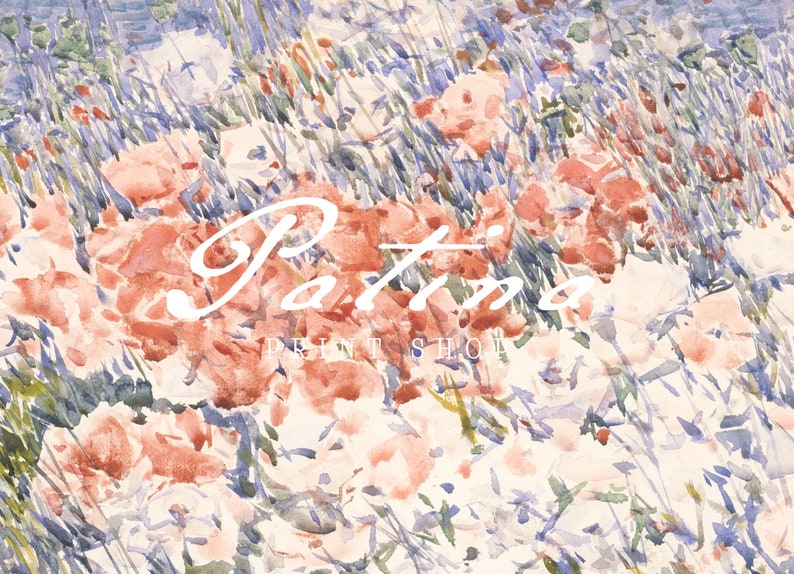 Spring Landscape Print | Spring Flower Art | Vintage Spring Painting ...